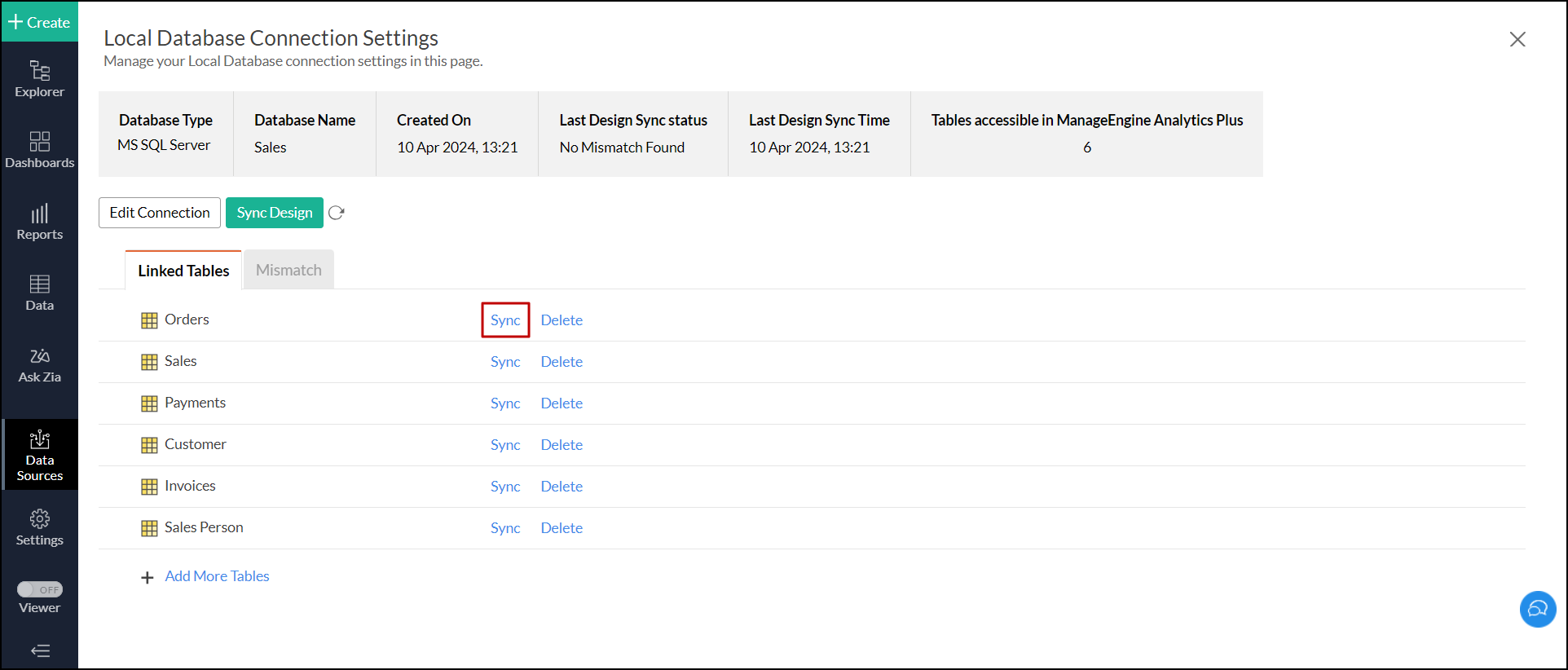 Import data from SQL Server | Analytics Plus