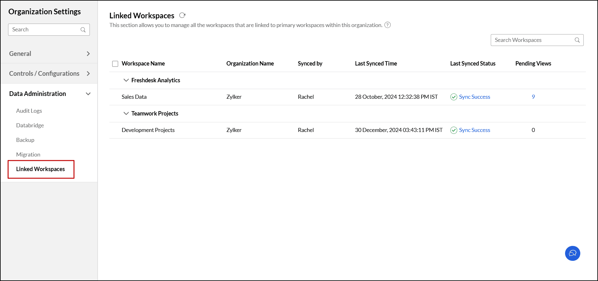 Linked Workspaces | Analytics Plus Cloud