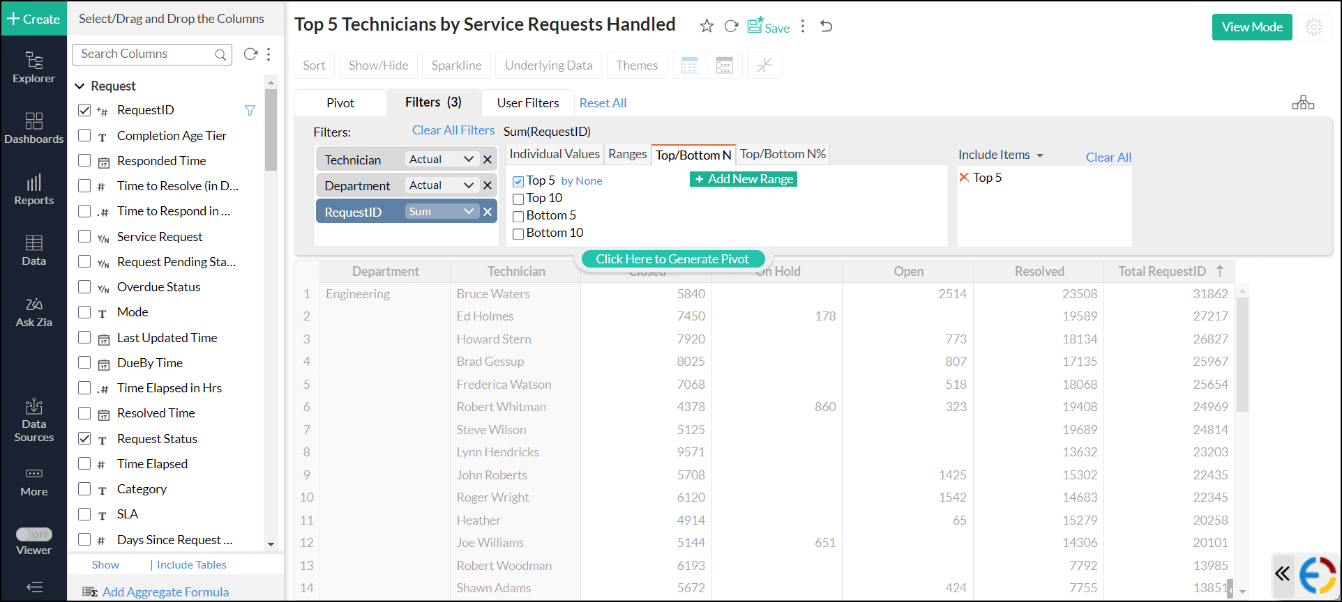 Filter quantitative data | Analytics Plus Cloud