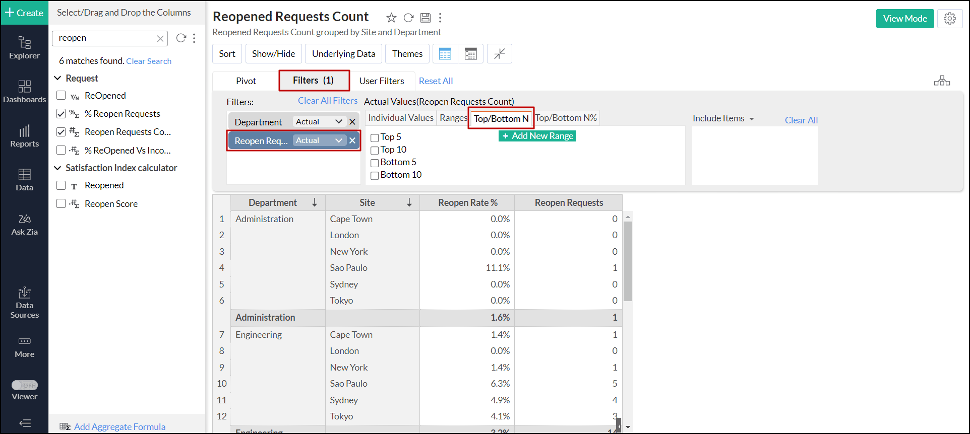 Filter quantitative data | Analytics Plus Cloud