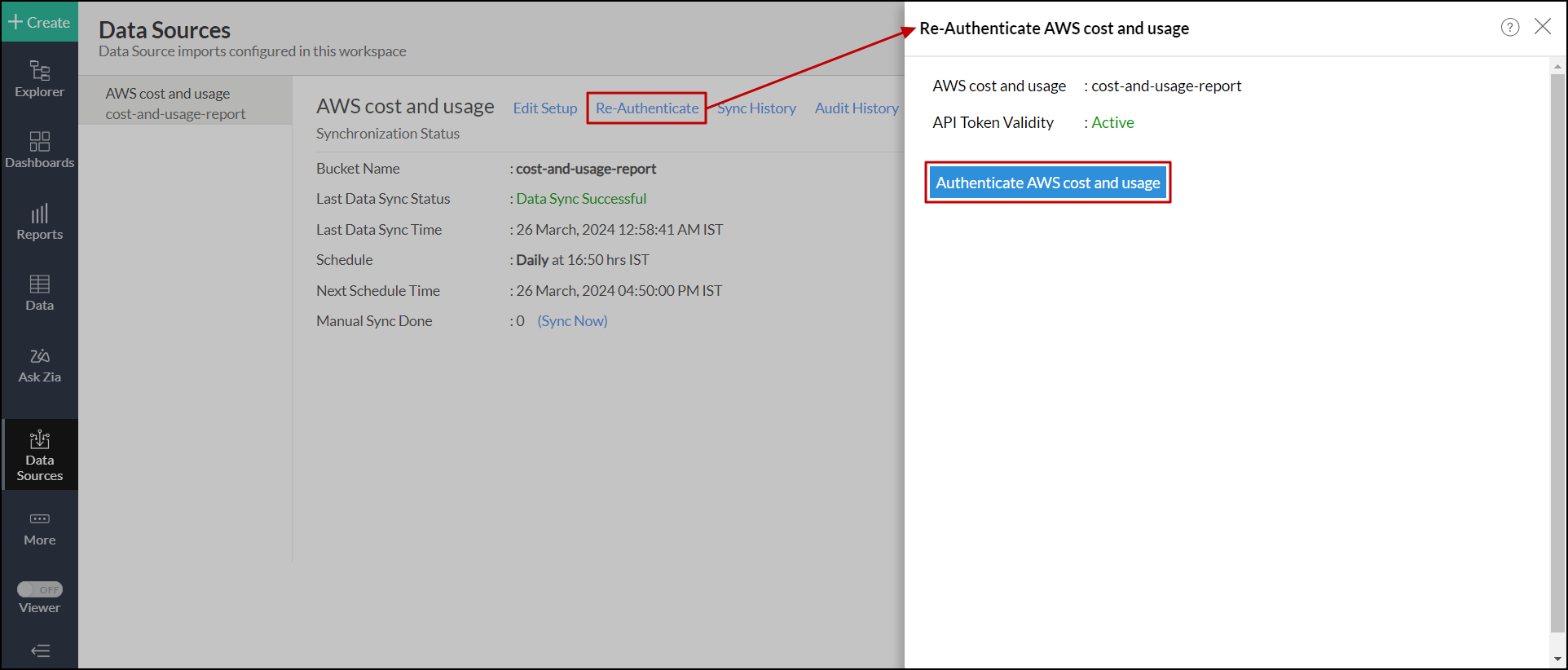 Integration with AWS Cost and Usage | Analytics Plus On-Premise
