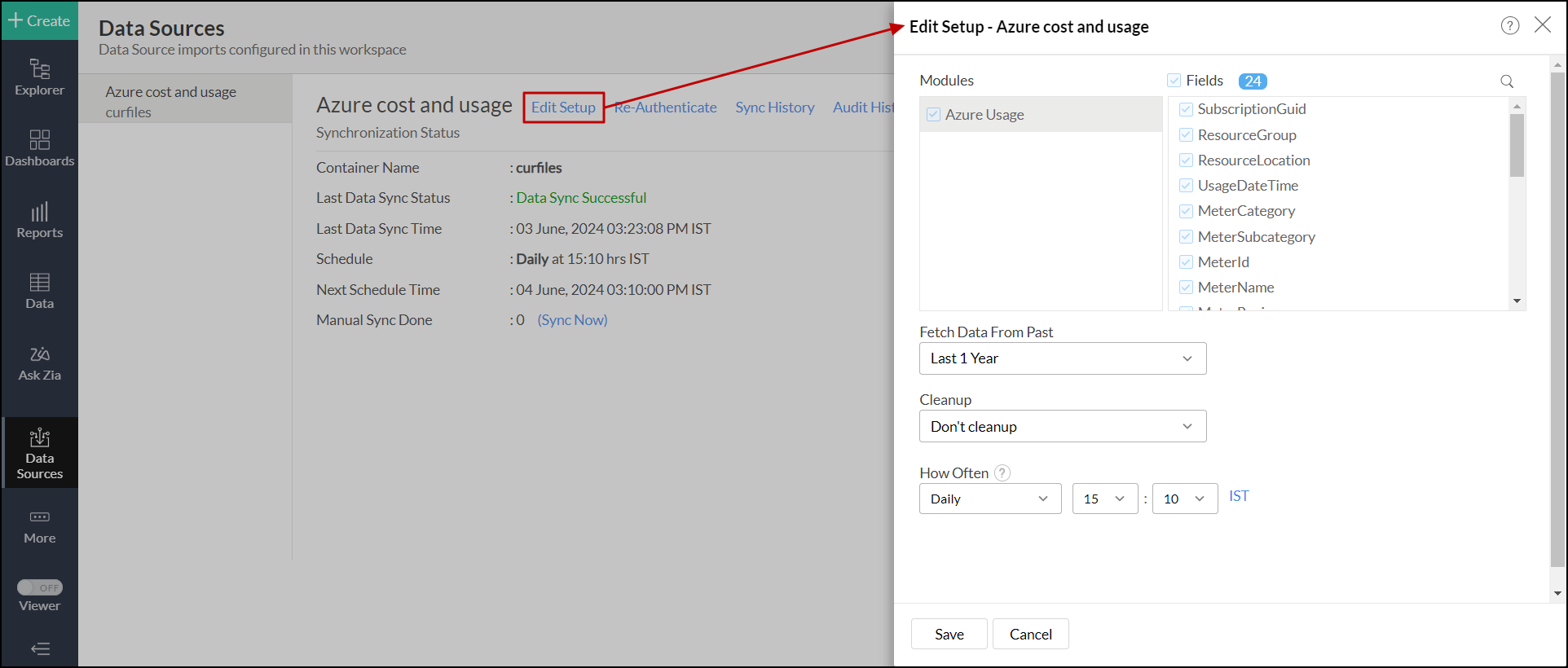 Integration with Microsoft Azure cost and usage | Analytics Plus