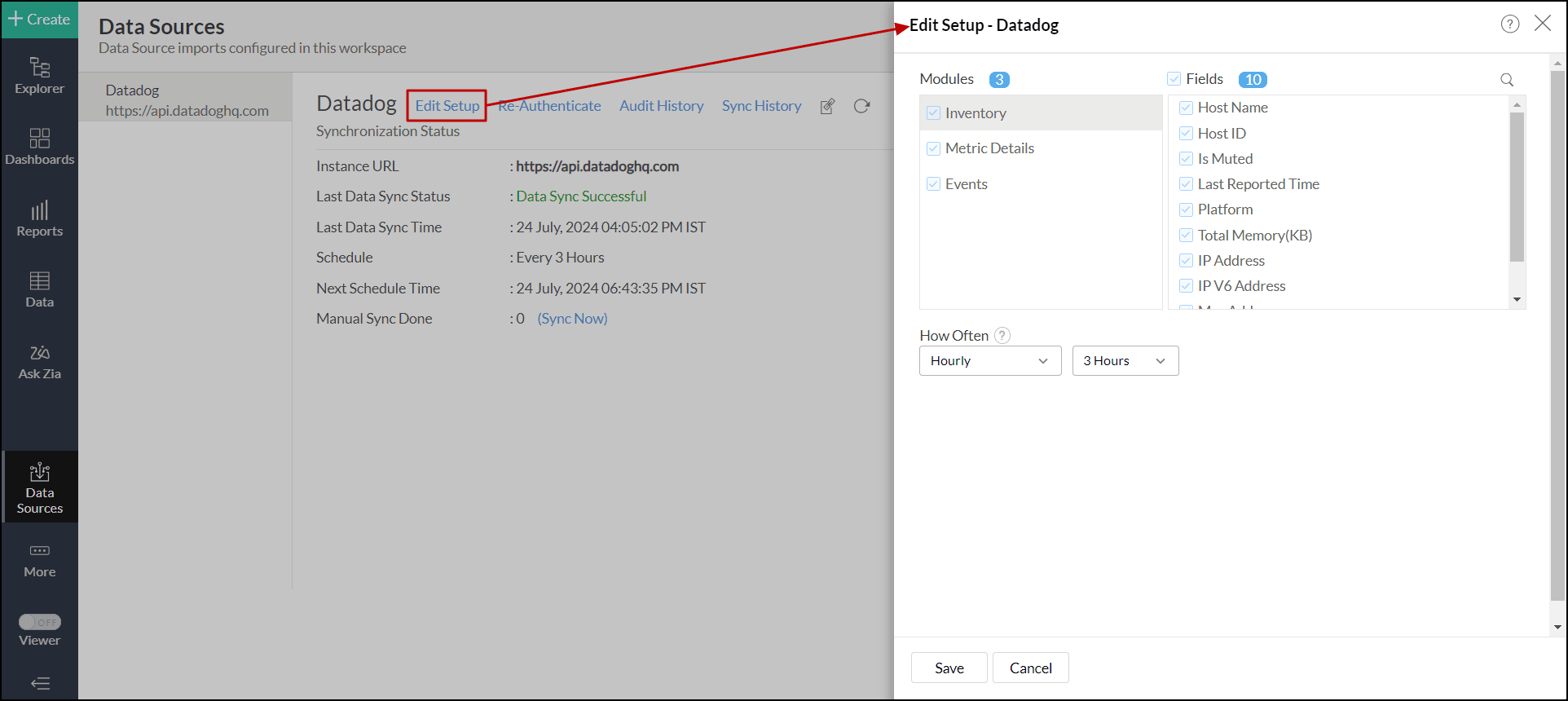 Integration with Datadog | Analytics Plus Cloud