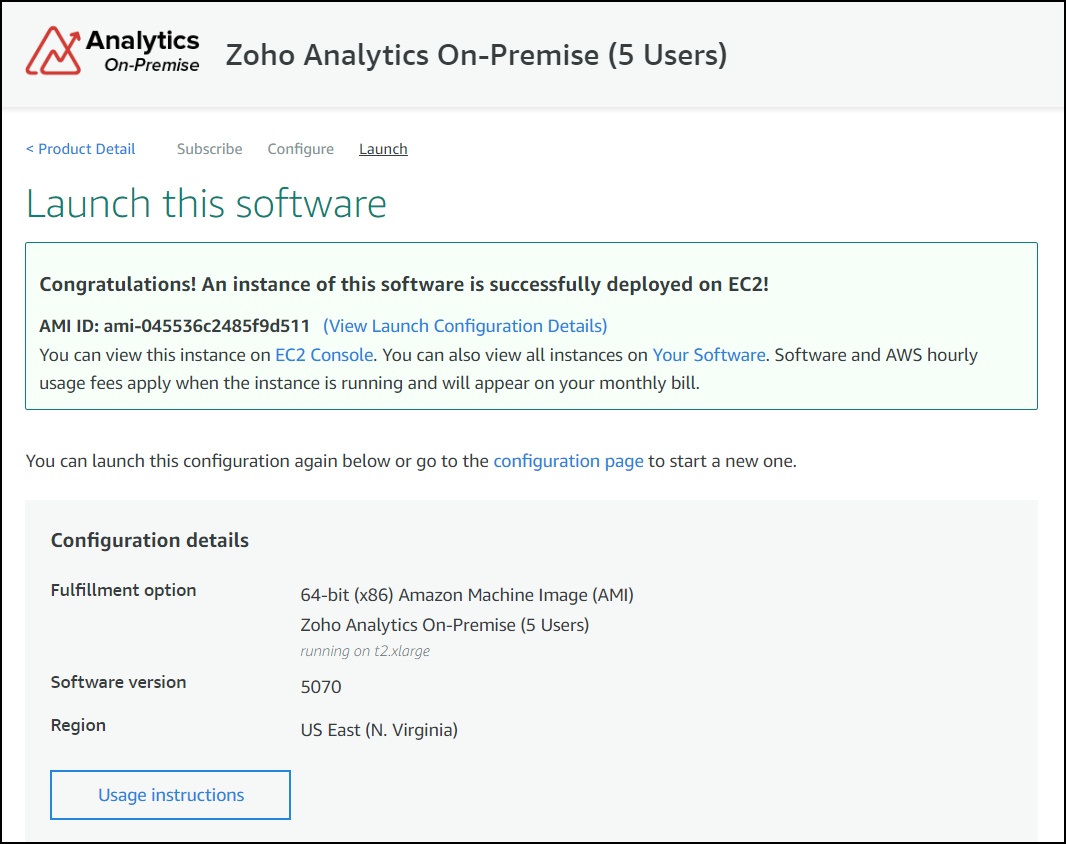 Installing on AWS | Zoho Analytics On Premise