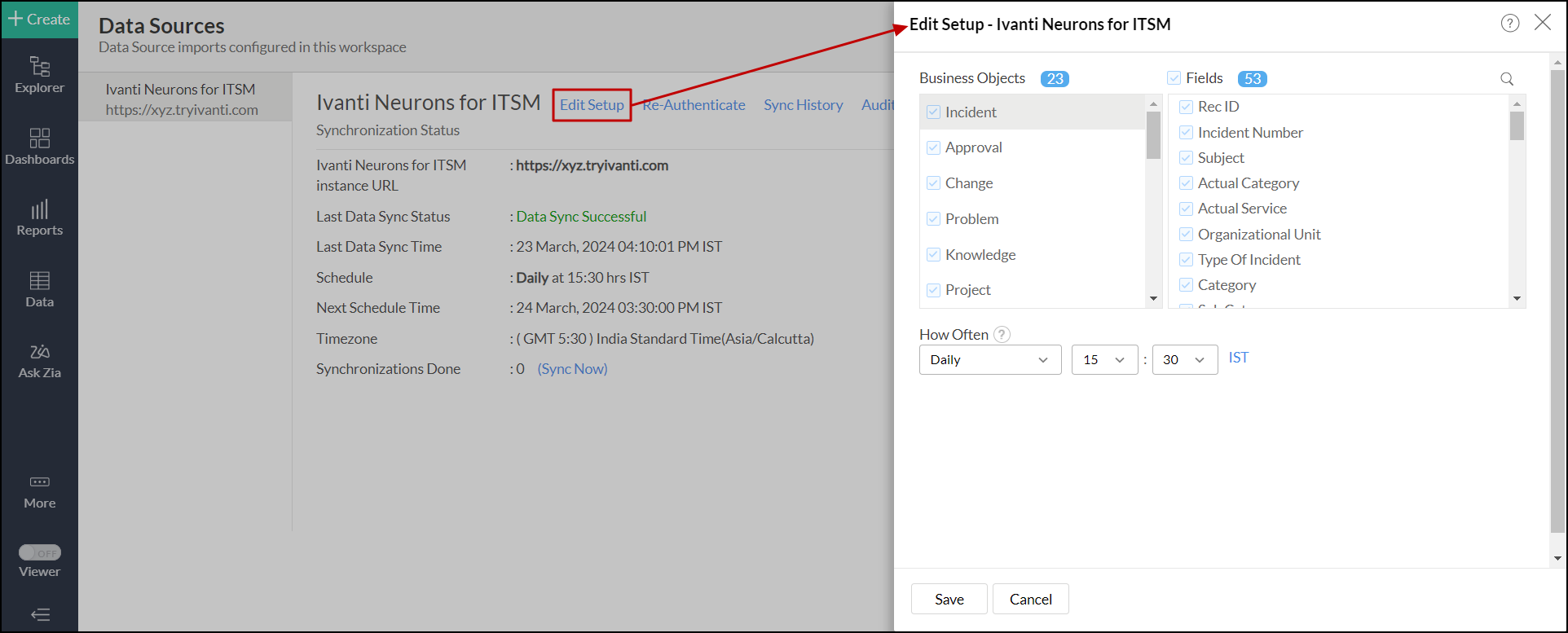 Integration with Ivanti Neurons for ITSM | Analytics Plus Cloud