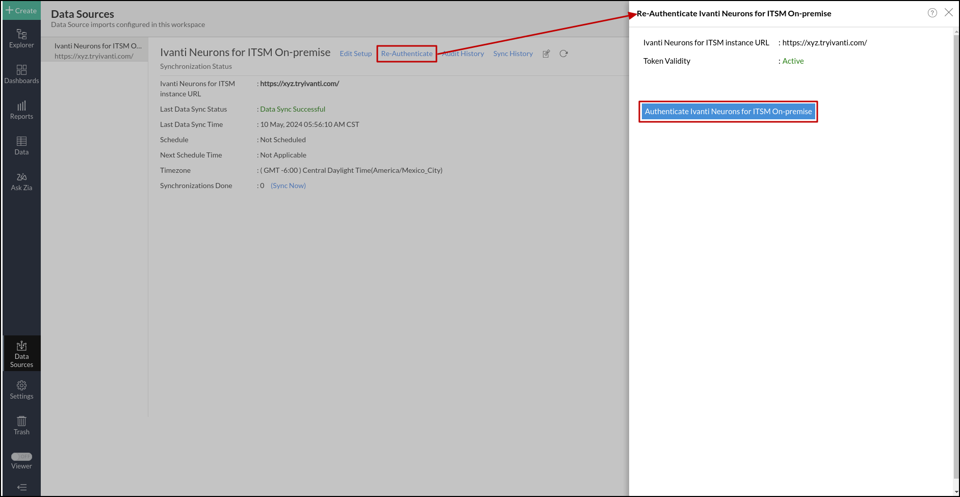 Integration with Ivanti Neurons for ITSM On-Premise | Analytics Plus Cloud