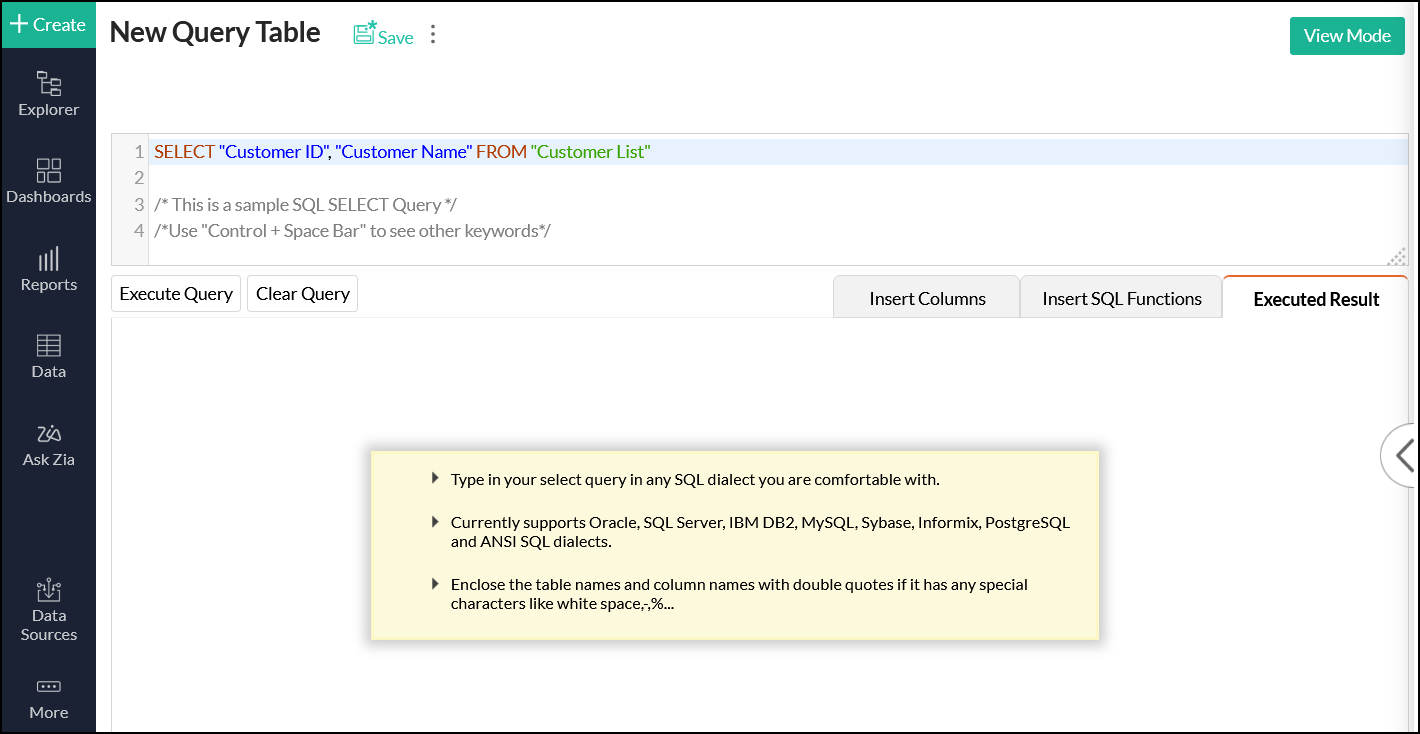 Query Tables Analytics Plus On Premise