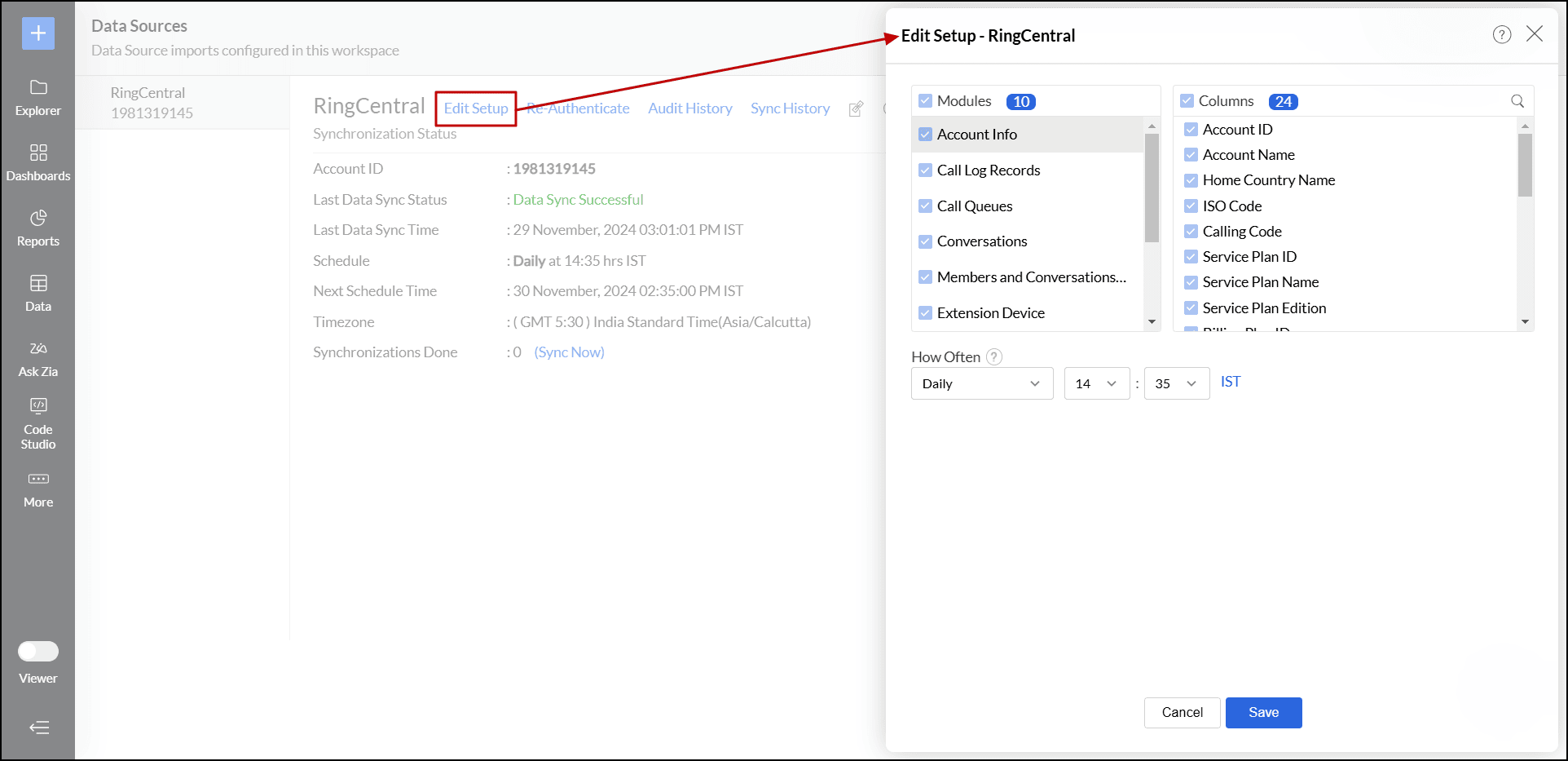 Integration with RingCentral | Analytics Plus Cloud