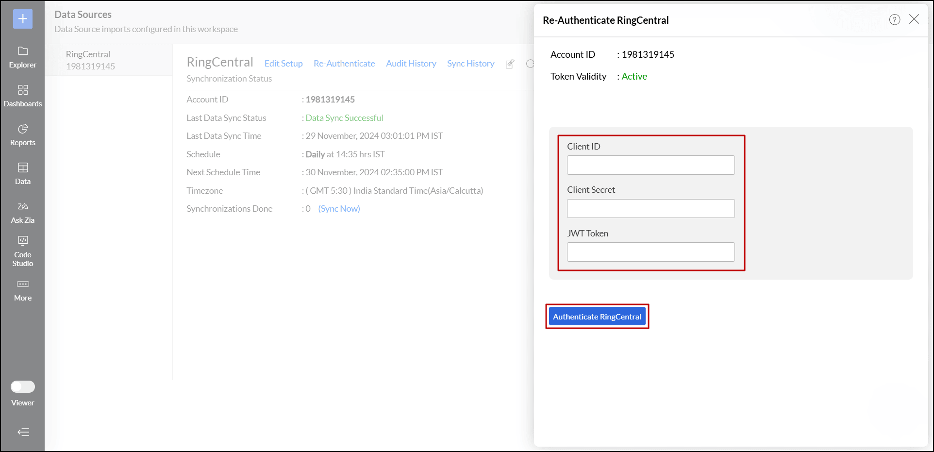 Integration with RingCentral | Analytics Plus Cloud