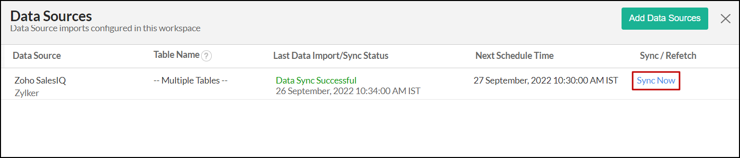Zoho SalesIQ Integration | Analytics Plus Cloud