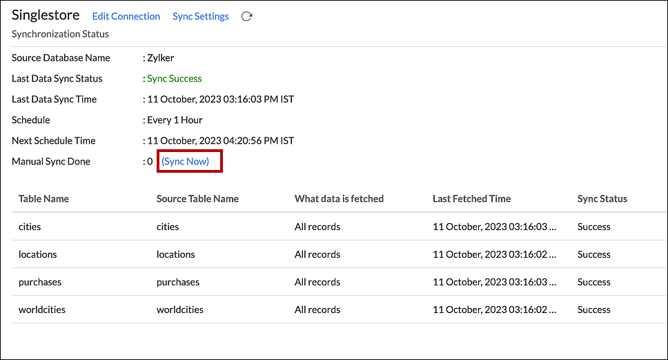 Import data from SingleStore | Analytics Plus