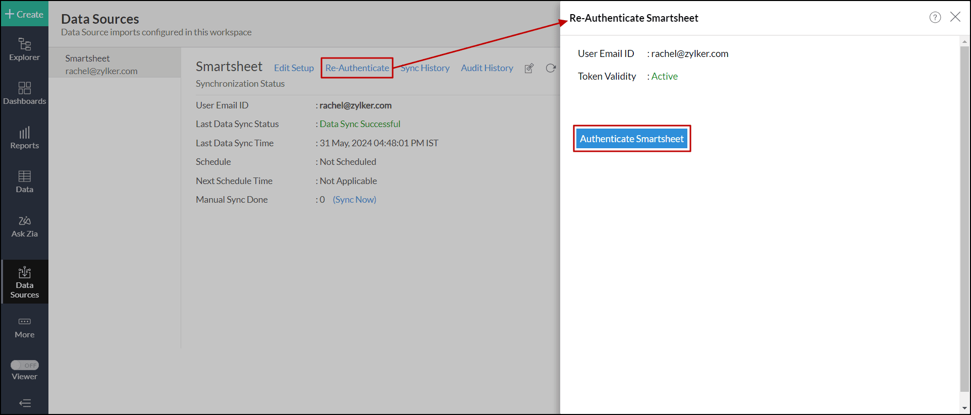 Integration with Smartsheet | Analytics Plus Cloud