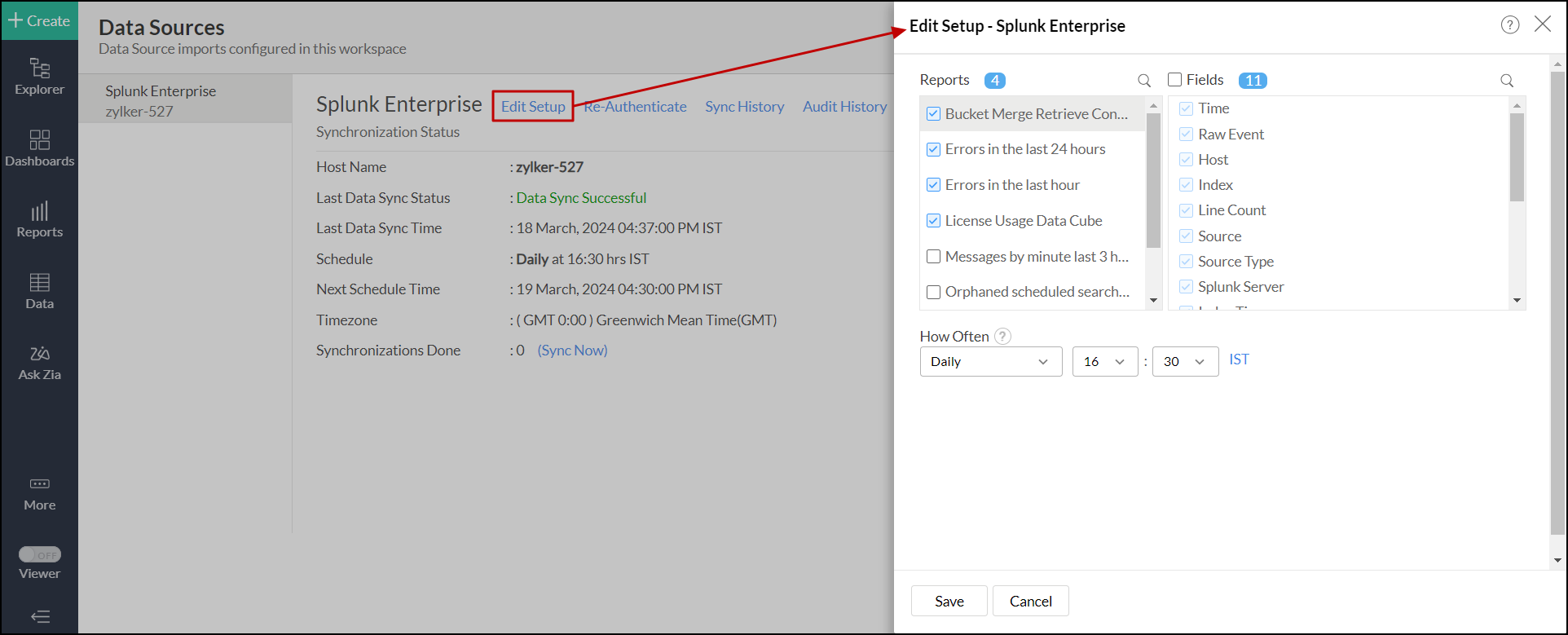 Integration with Splunk Enterprise | Analytics Plus Cloud