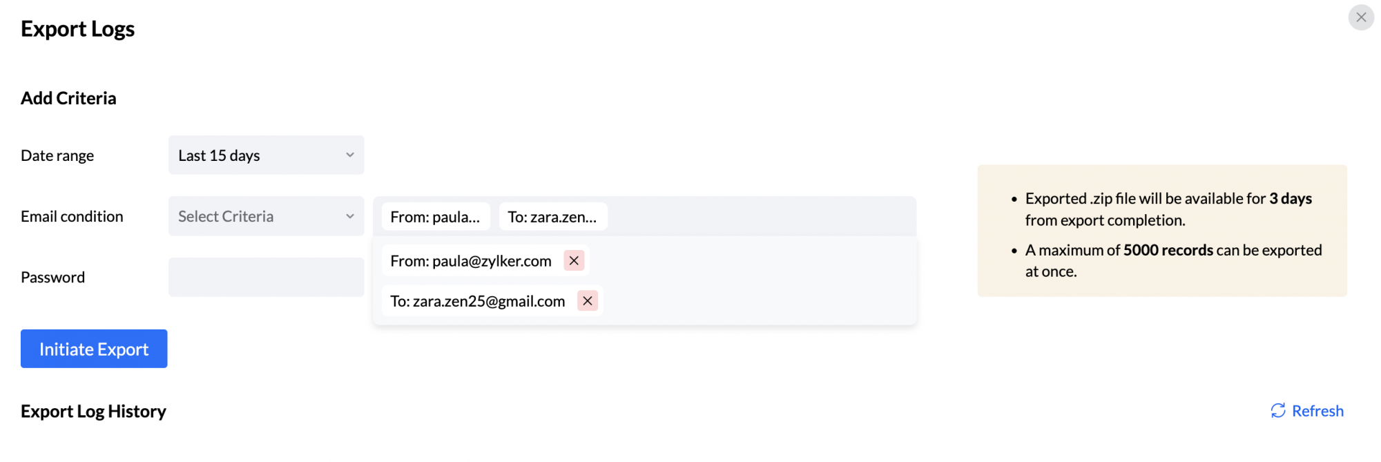 Processed Emails | Triggered Email Logs | Zoho ZeptoMail