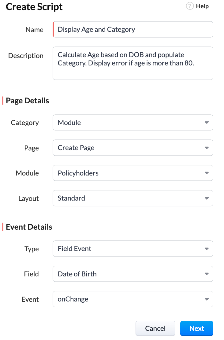 Client Script Use Cases-Insurance|Online Help