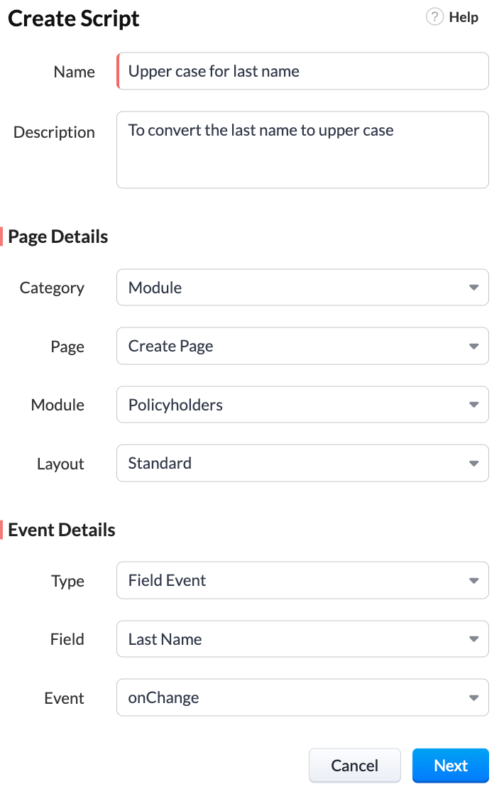 Client Script Use Cases-Insurance|Online Help