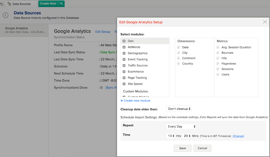 Google Analytics l Zoho Analytics Help