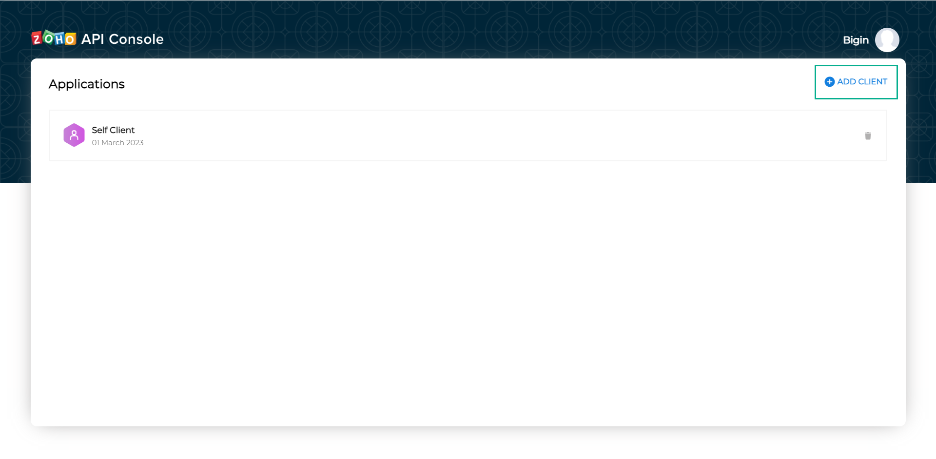Register Client with Zoho | Online Help - Bigin