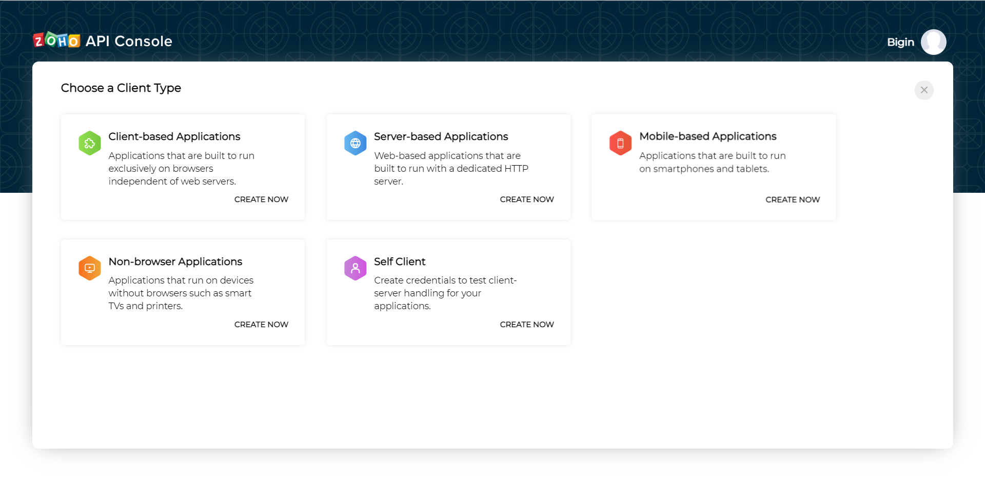 Register Client with Zoho | Online Help - Bigin