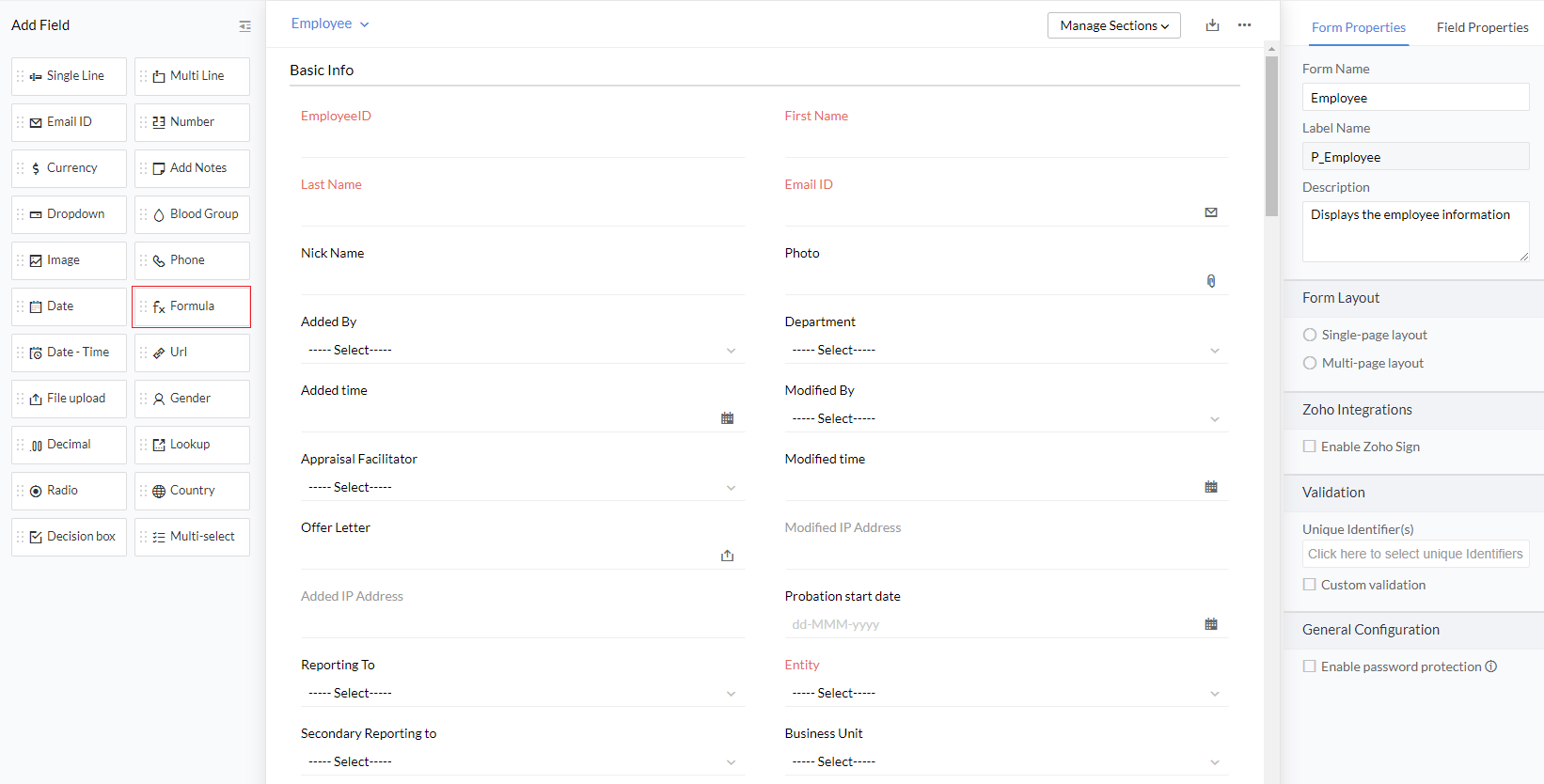 Creating Forms | Zoho People