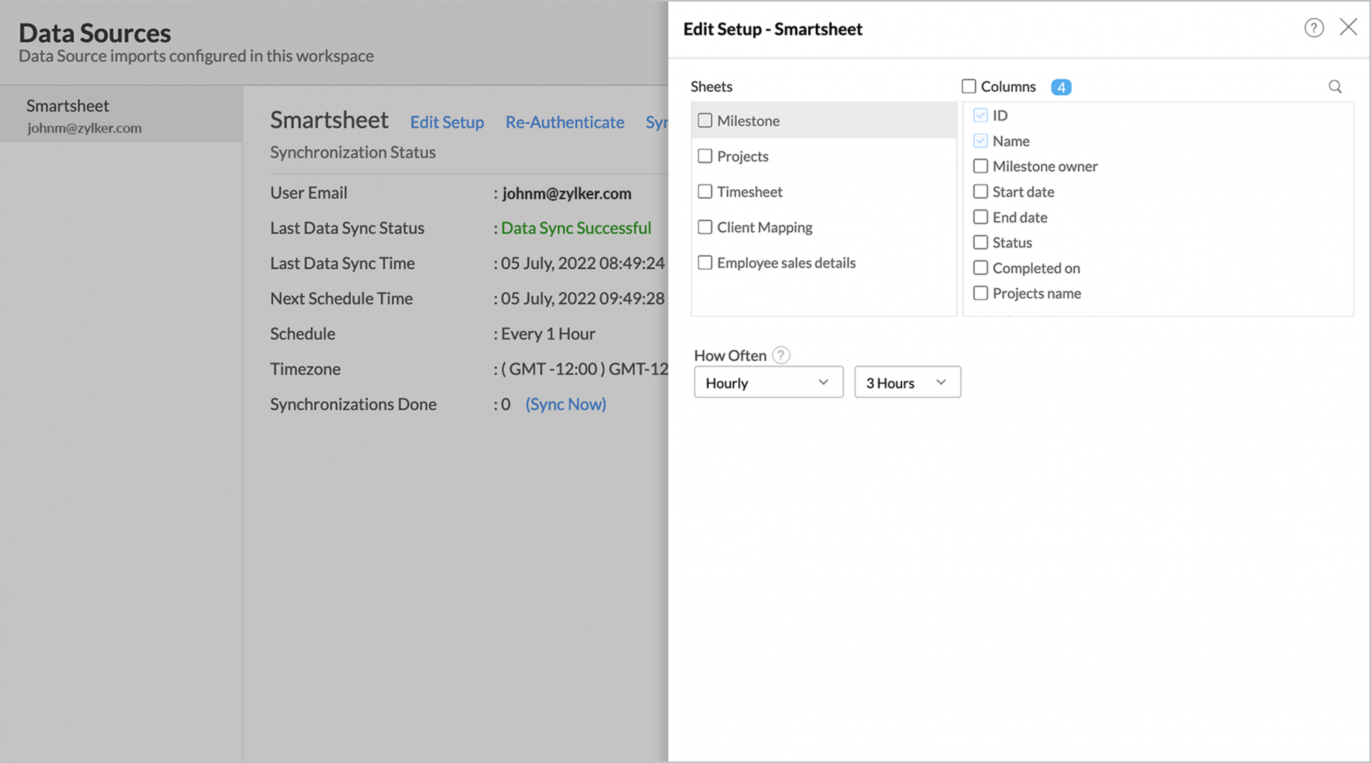 Smartsheet I Zoho Analytics Help