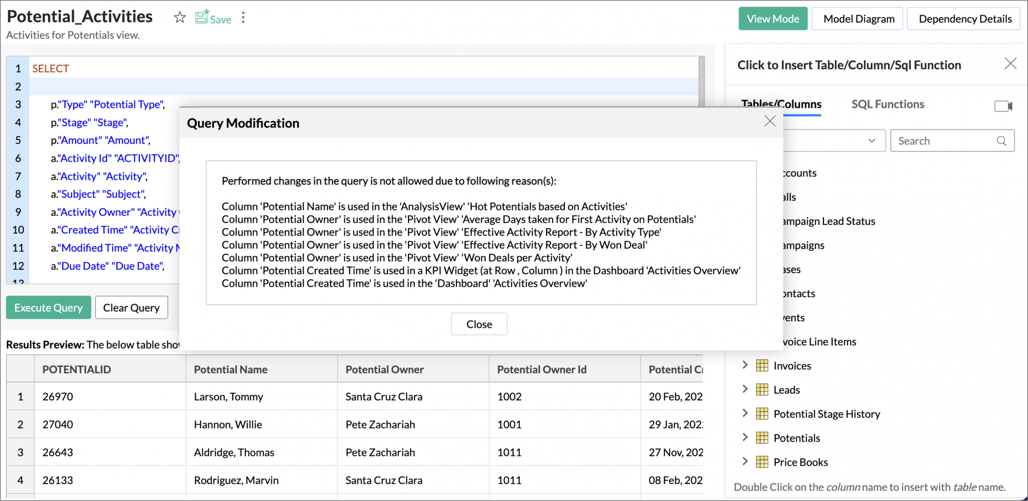 Query Tables L Zoho Analytics Help