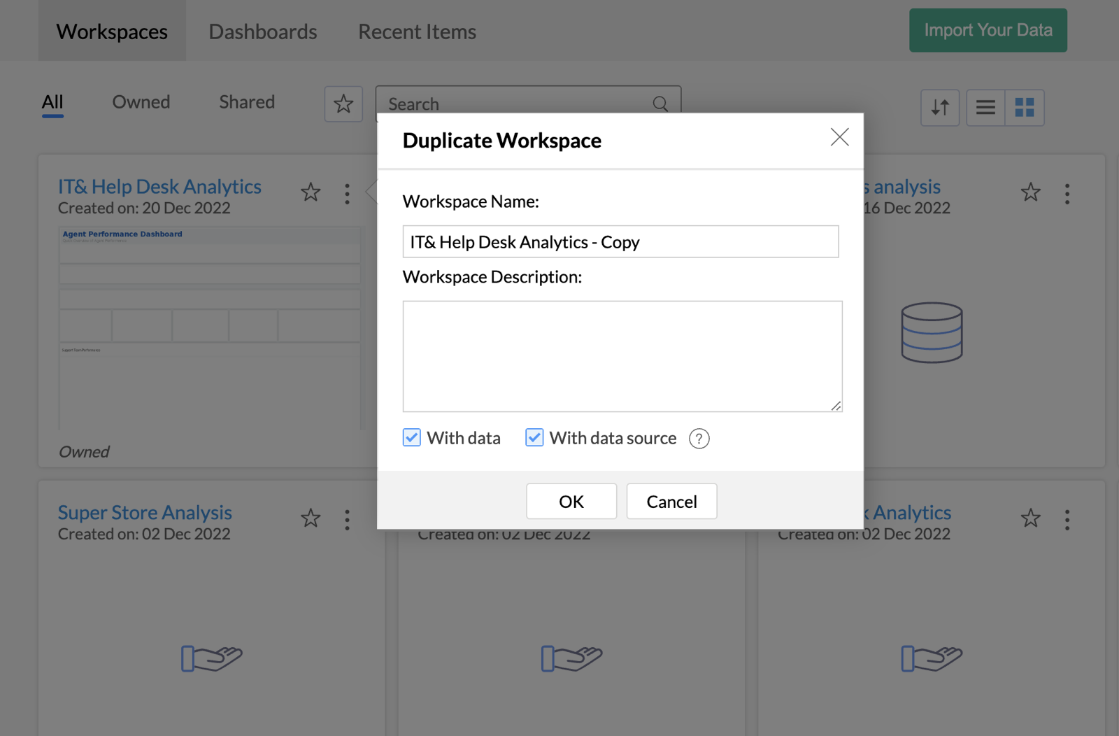 Viewing Workspace l Zoho Analytics Help