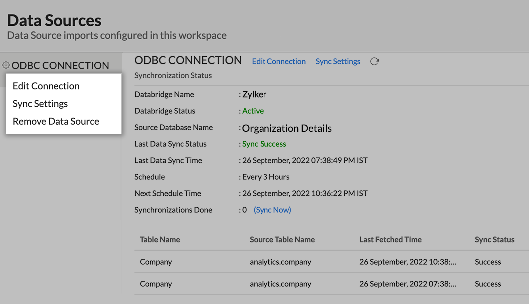 Importing From Odbc Driver Supported Databases Using Zoho Databridge Zoho Analytics Help