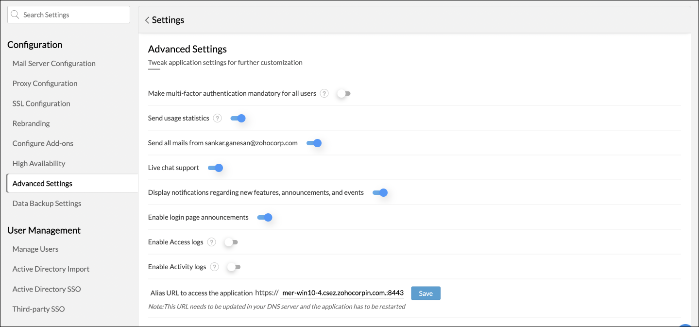 Manage settings | Analytics Plus