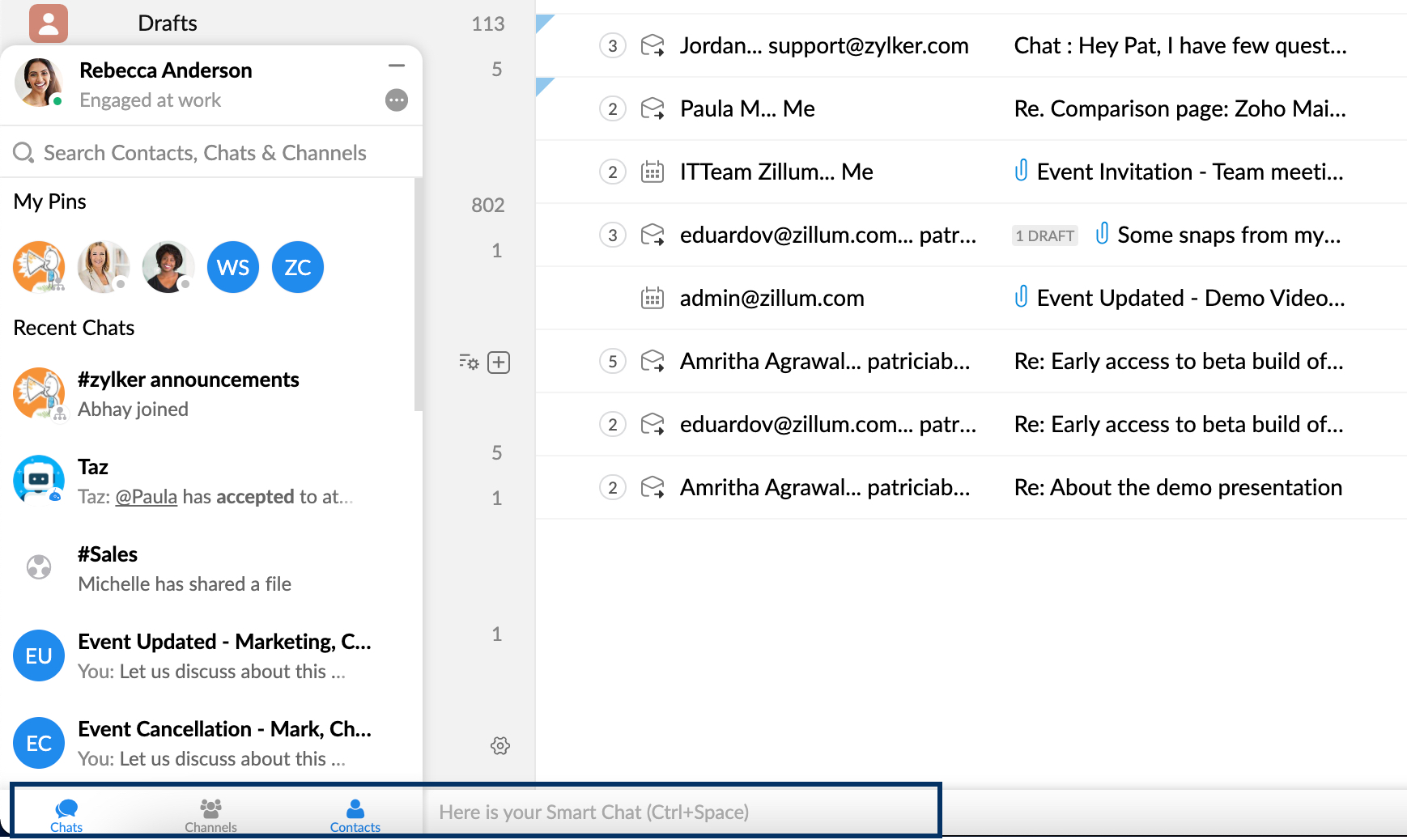 Zoho Cliq Integration with Zoho Mail
