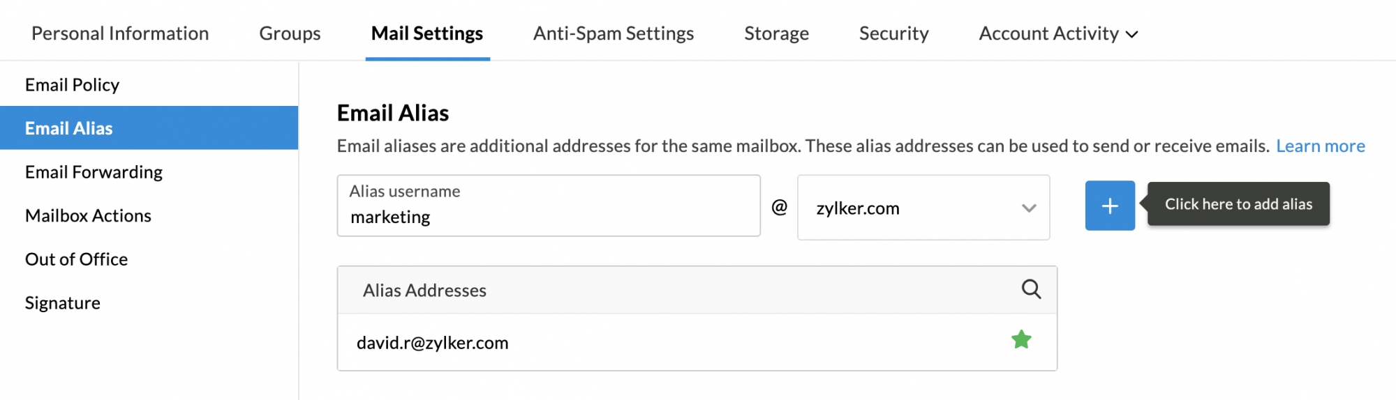 User-specific Admin Console settings