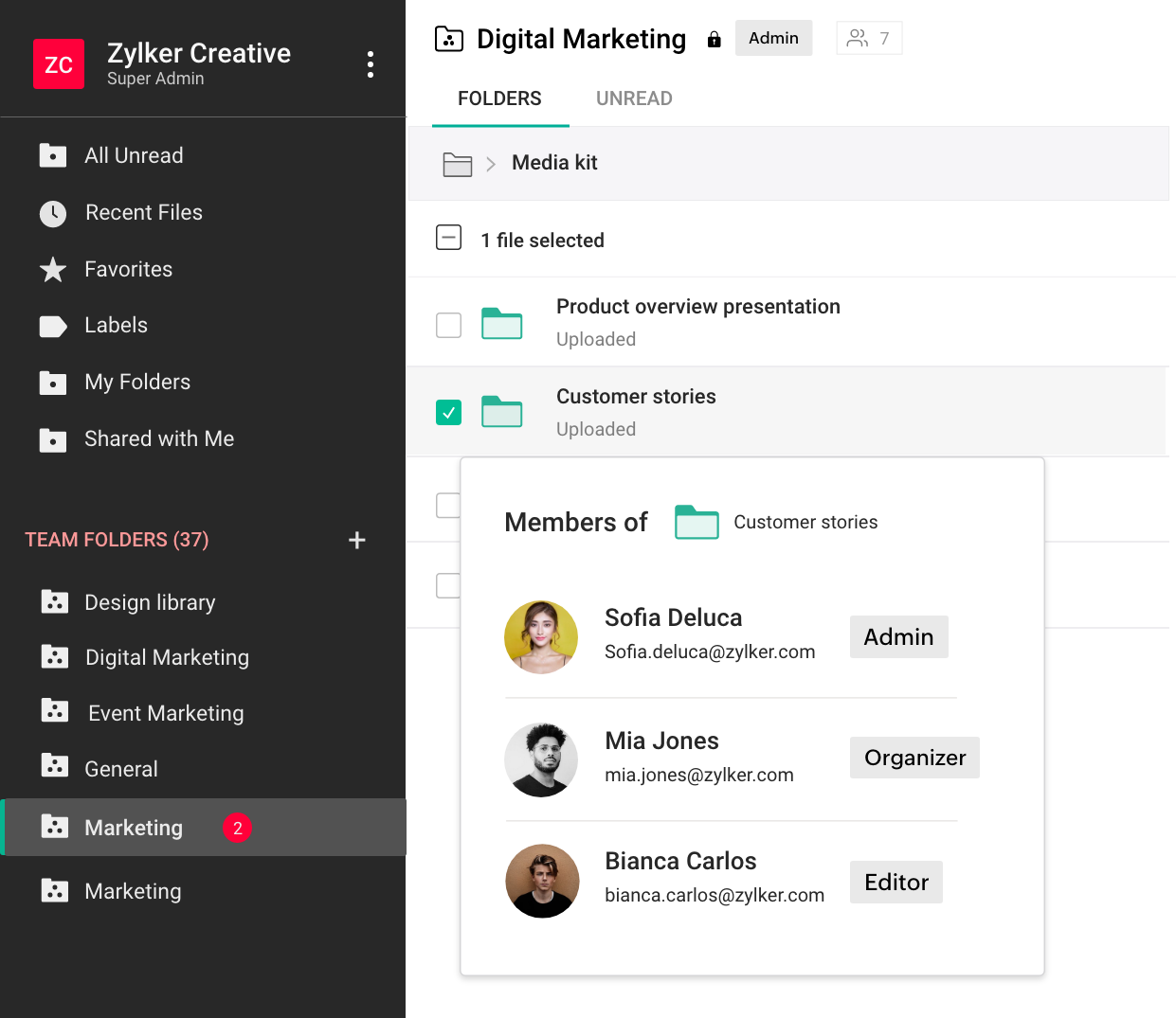 Secure And Simplified File Sharing Zoho Workdrive