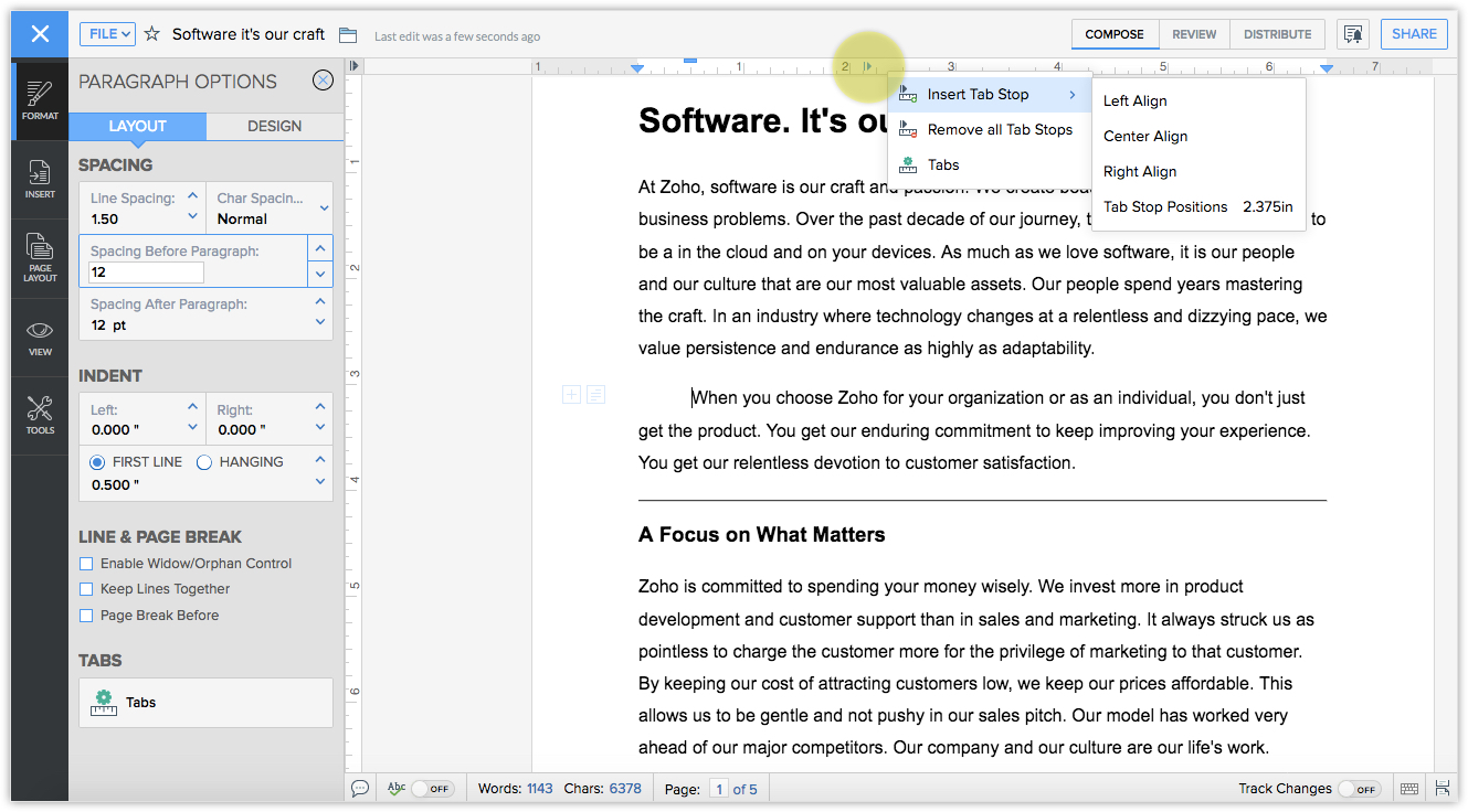 How to apply paragraph settings in Writer?