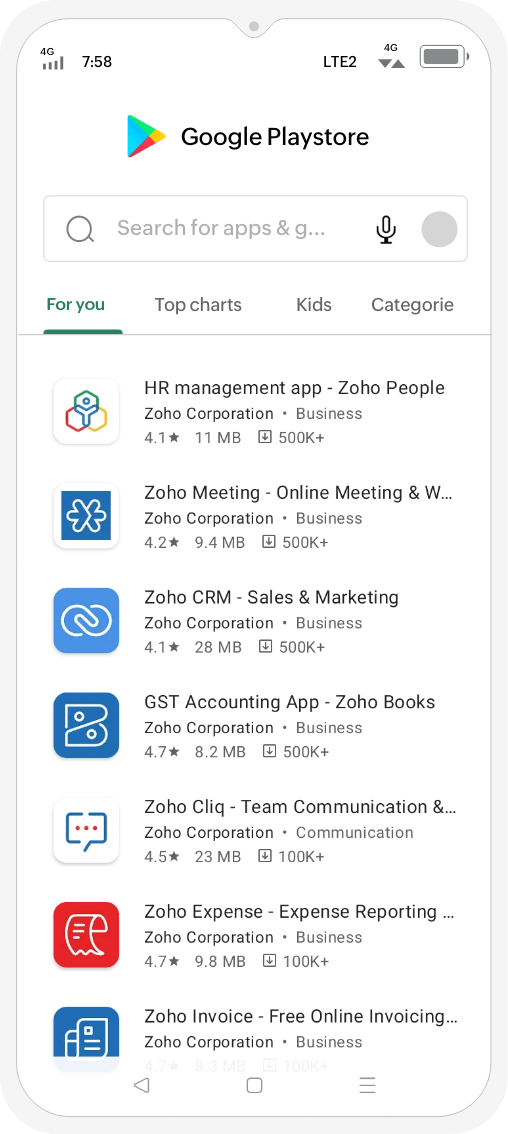 Manage your business with Zoho mobile apps