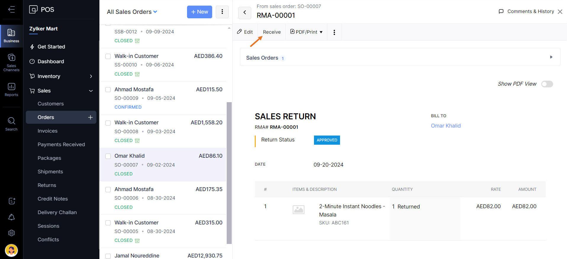 Manage Sales Orders | Online help - Zoho POS