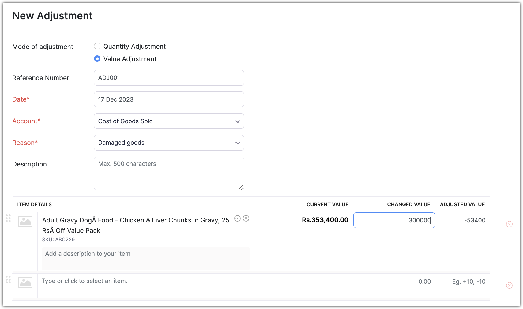 Creating Inventory Adjustments