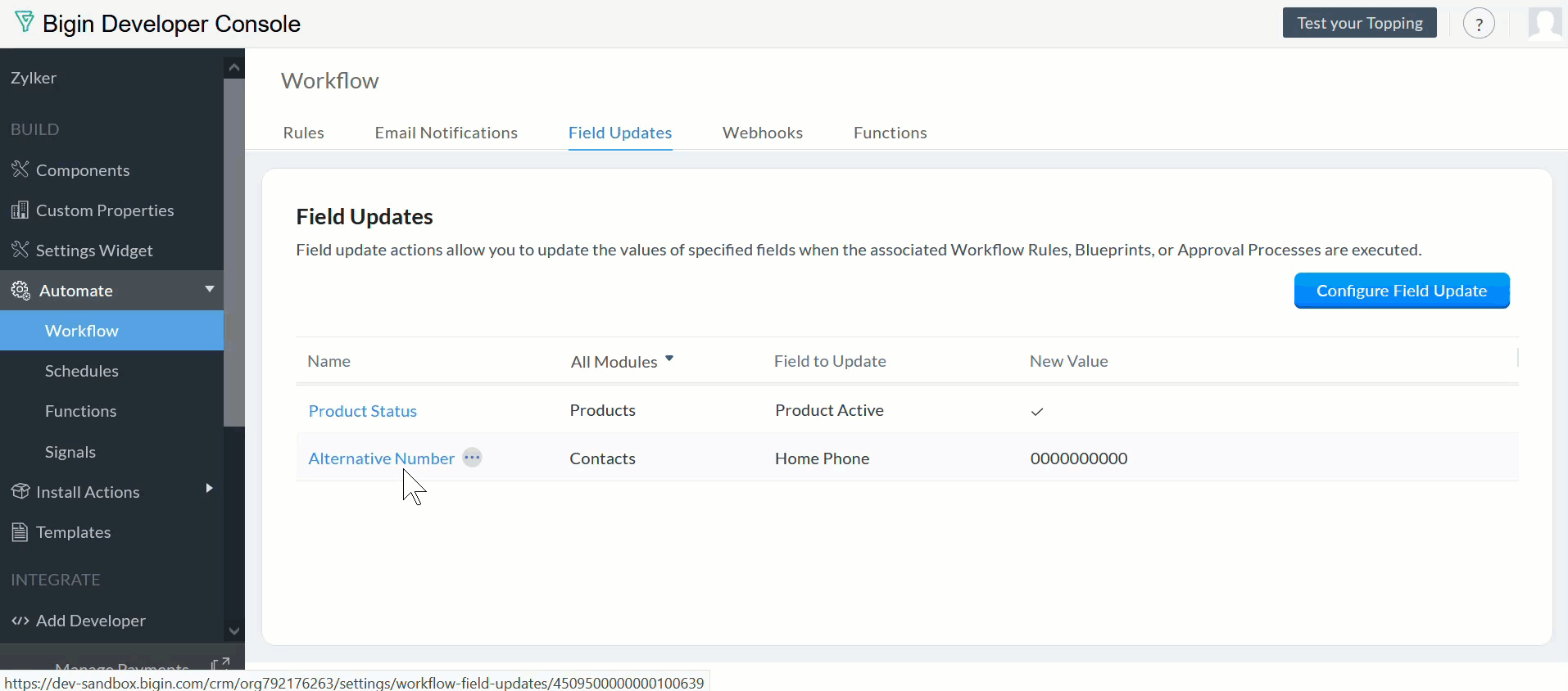 Field Updates | Online Help - Bigin