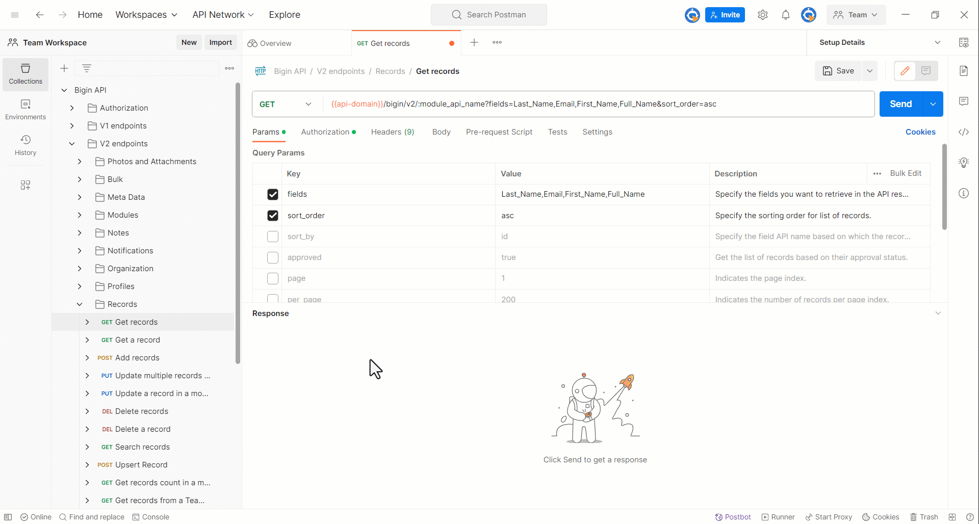 Get started with Bigin APIs in Postman | Online Help - Bigin