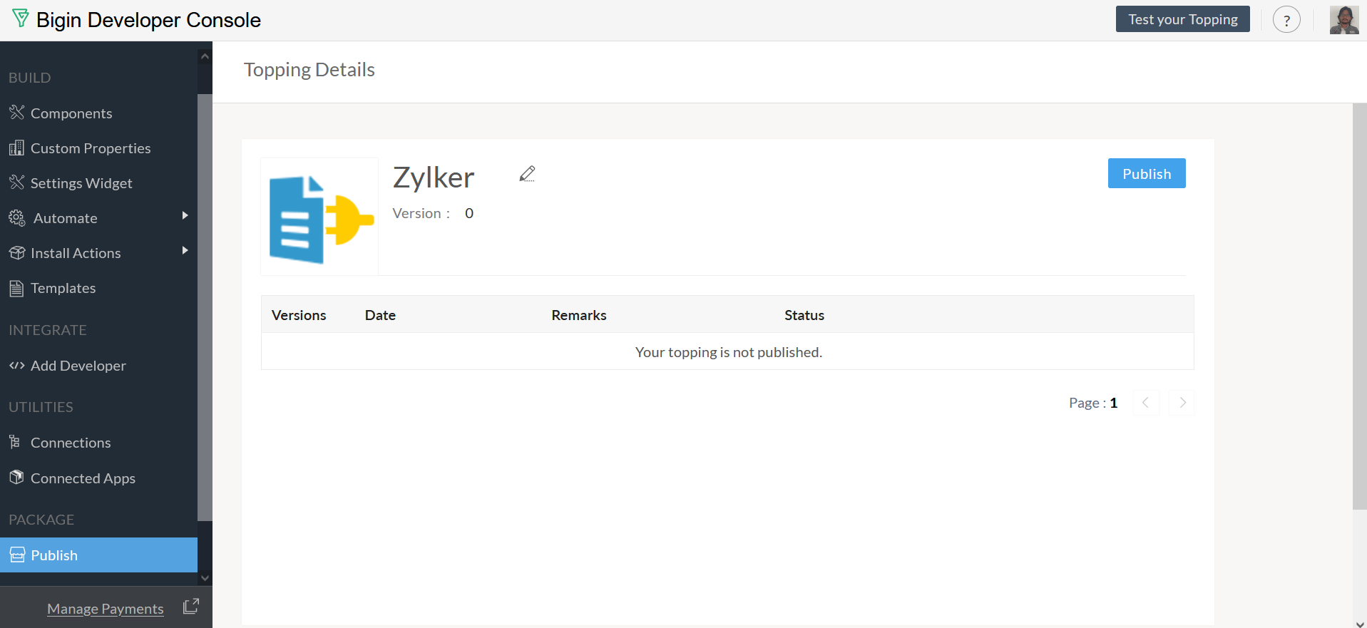 Publishing Your Topping for Private Customers | Online Help - Bigin