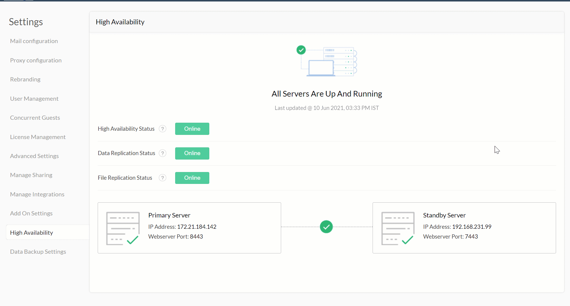 Manage Settings | Zoho Analytics On-Premise