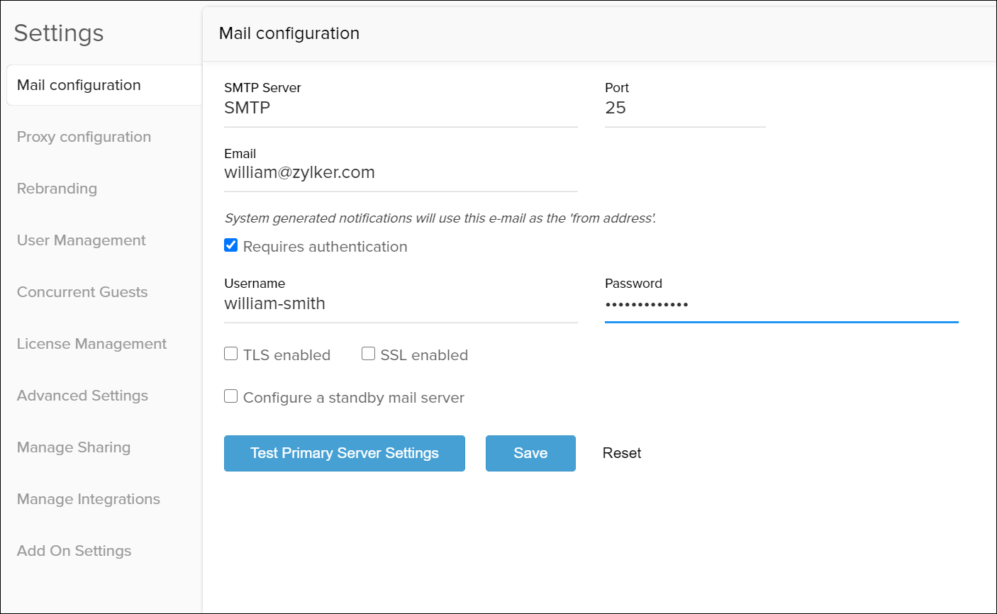 Manage Settings | Zoho Analytics On-Premise