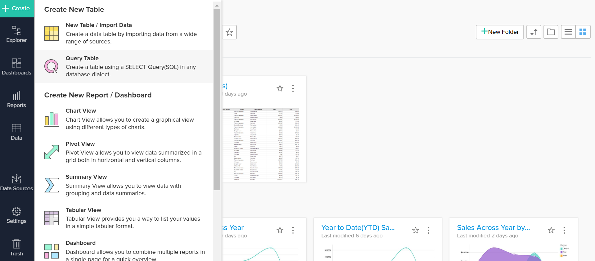 Query Tables | Zoho Analytics On-Premise