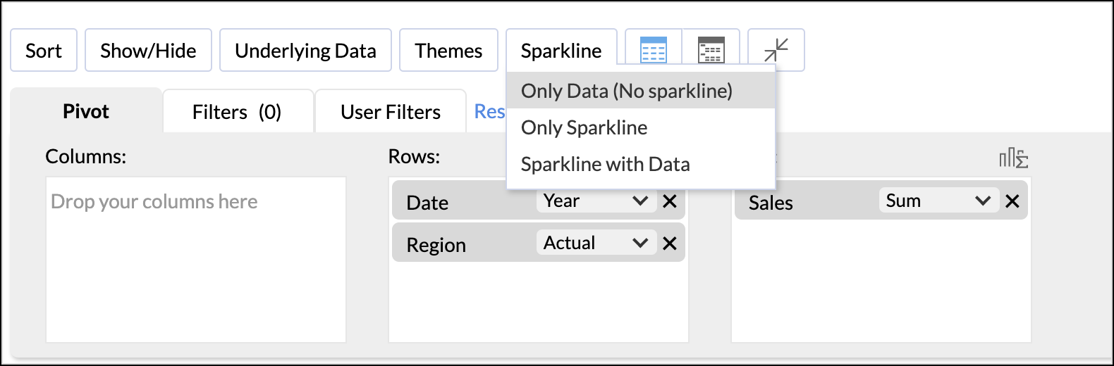 Sparkline chart | Zoho Analytics On-Premise