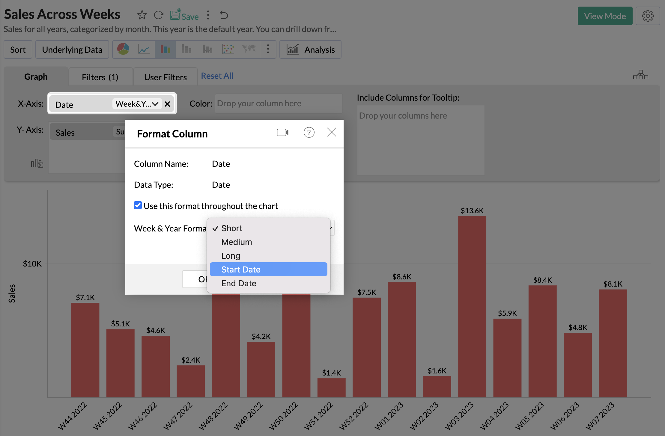 Customizing a Chart | Zoho Analytics On-Premise