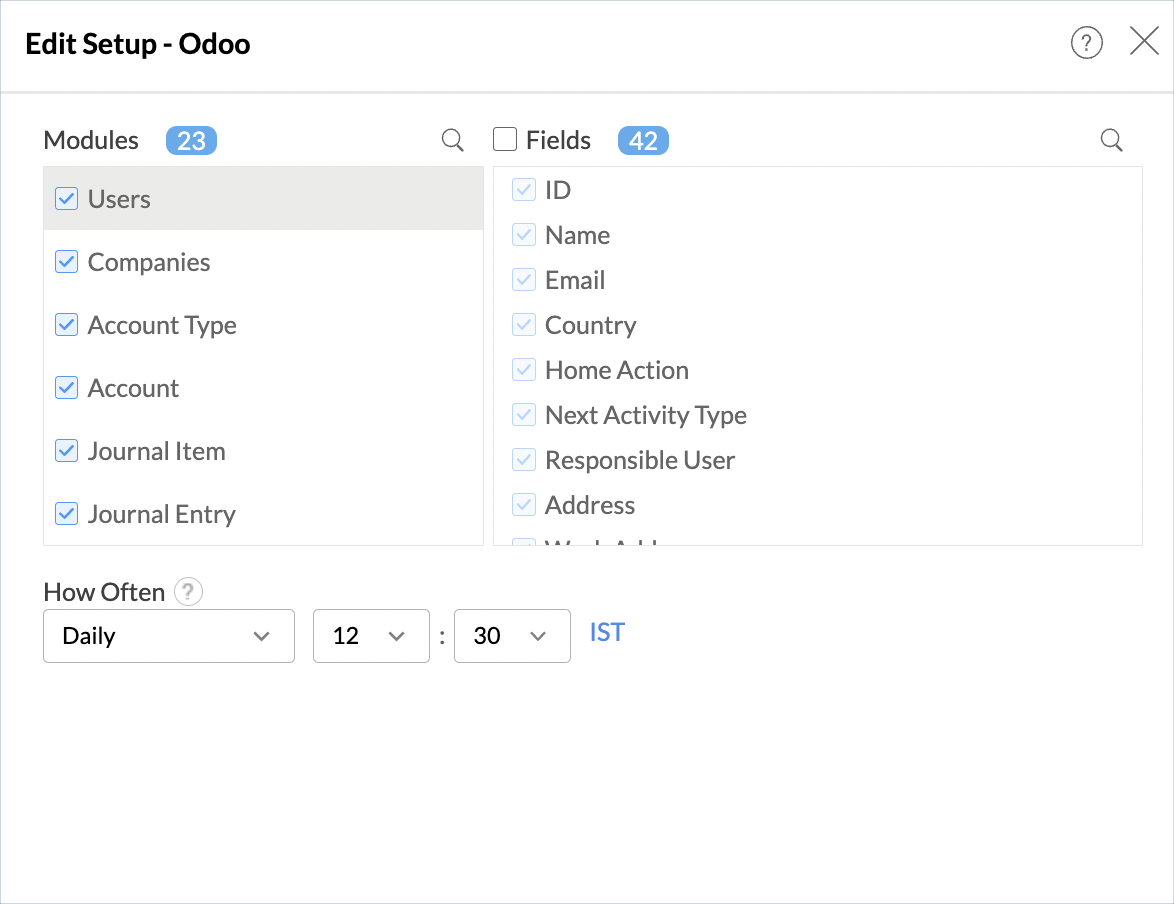 Odoo L Zoho Analytics Help