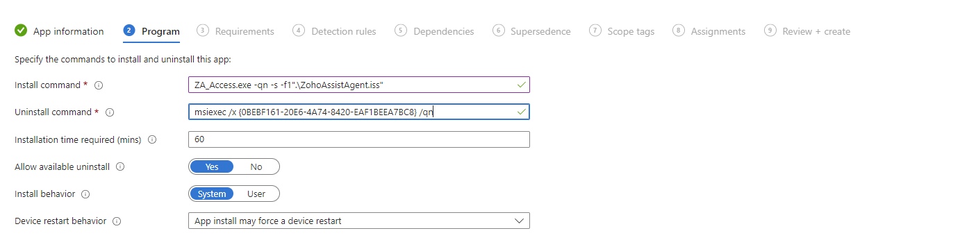 Install Unattended agent using Microsoft Intune