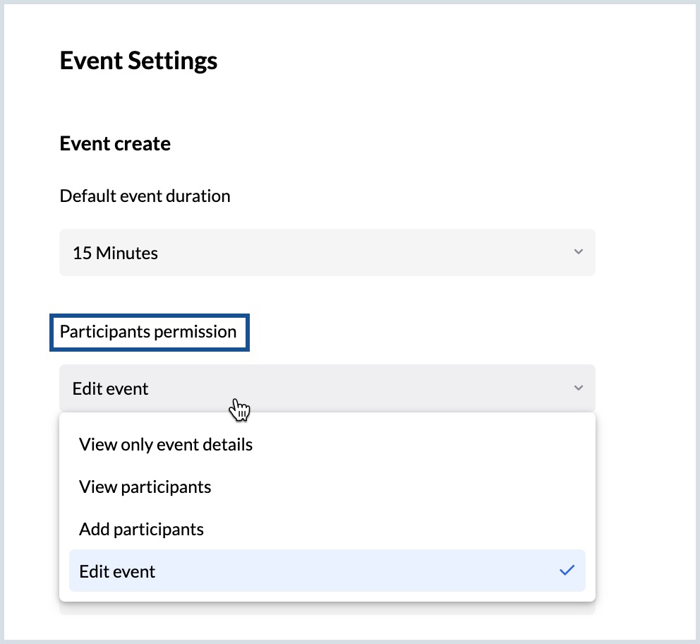 Participant permissions | Zoho Calendar