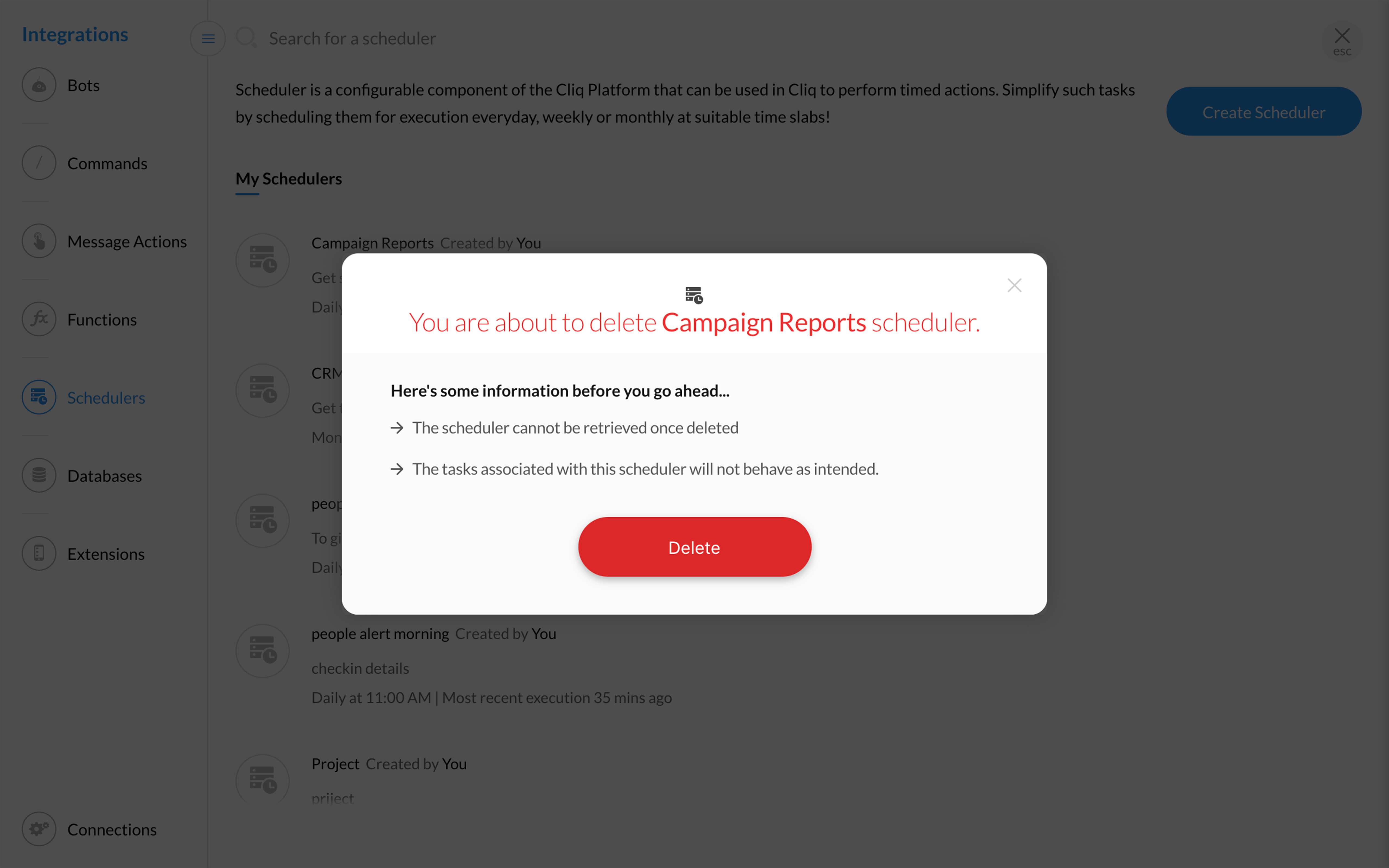Schedulers to automate routine tasks | Zoho Cliq Developer Platform