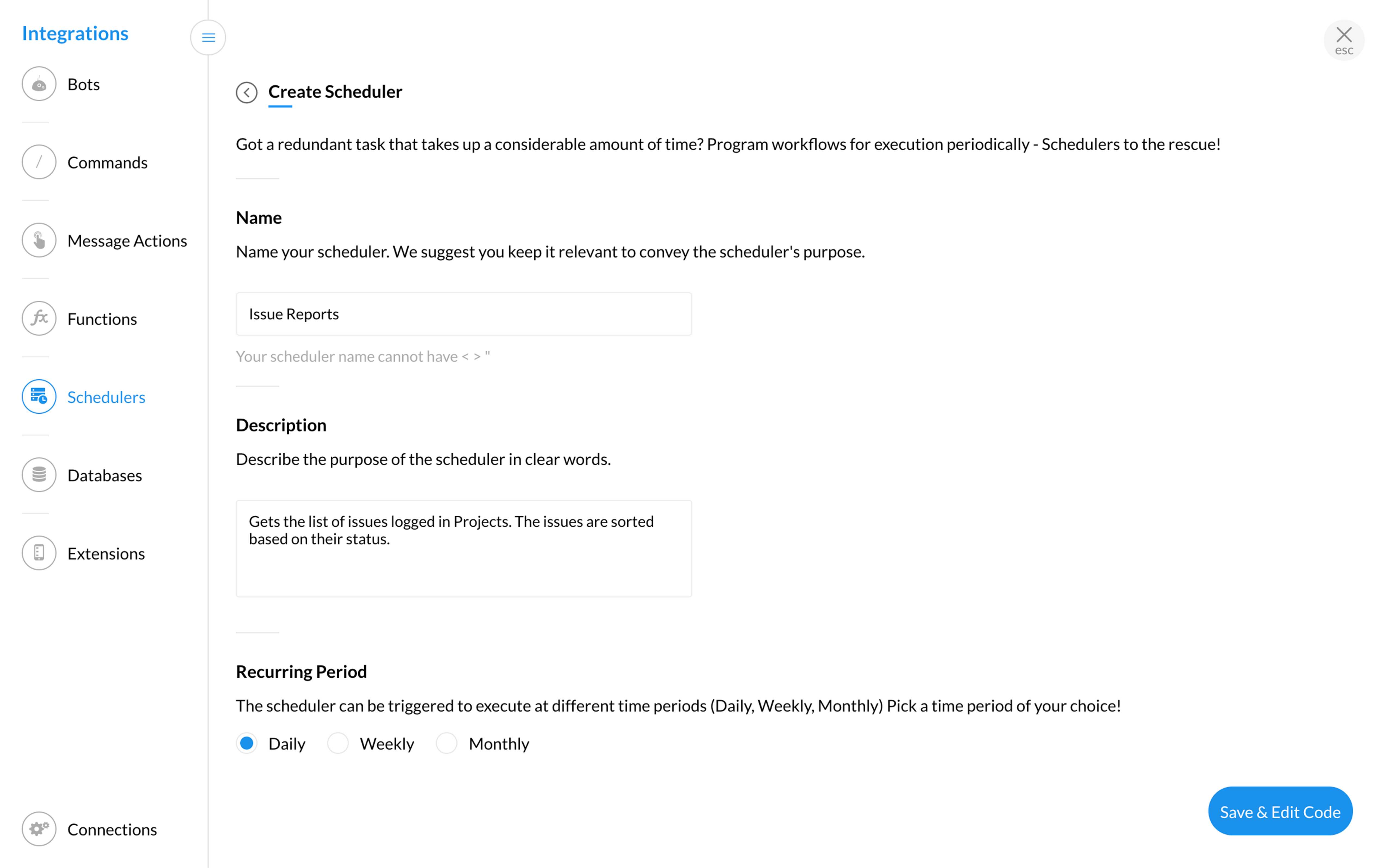 Schedulers to automate routine tasks | Zoho Cliq Developer Platform