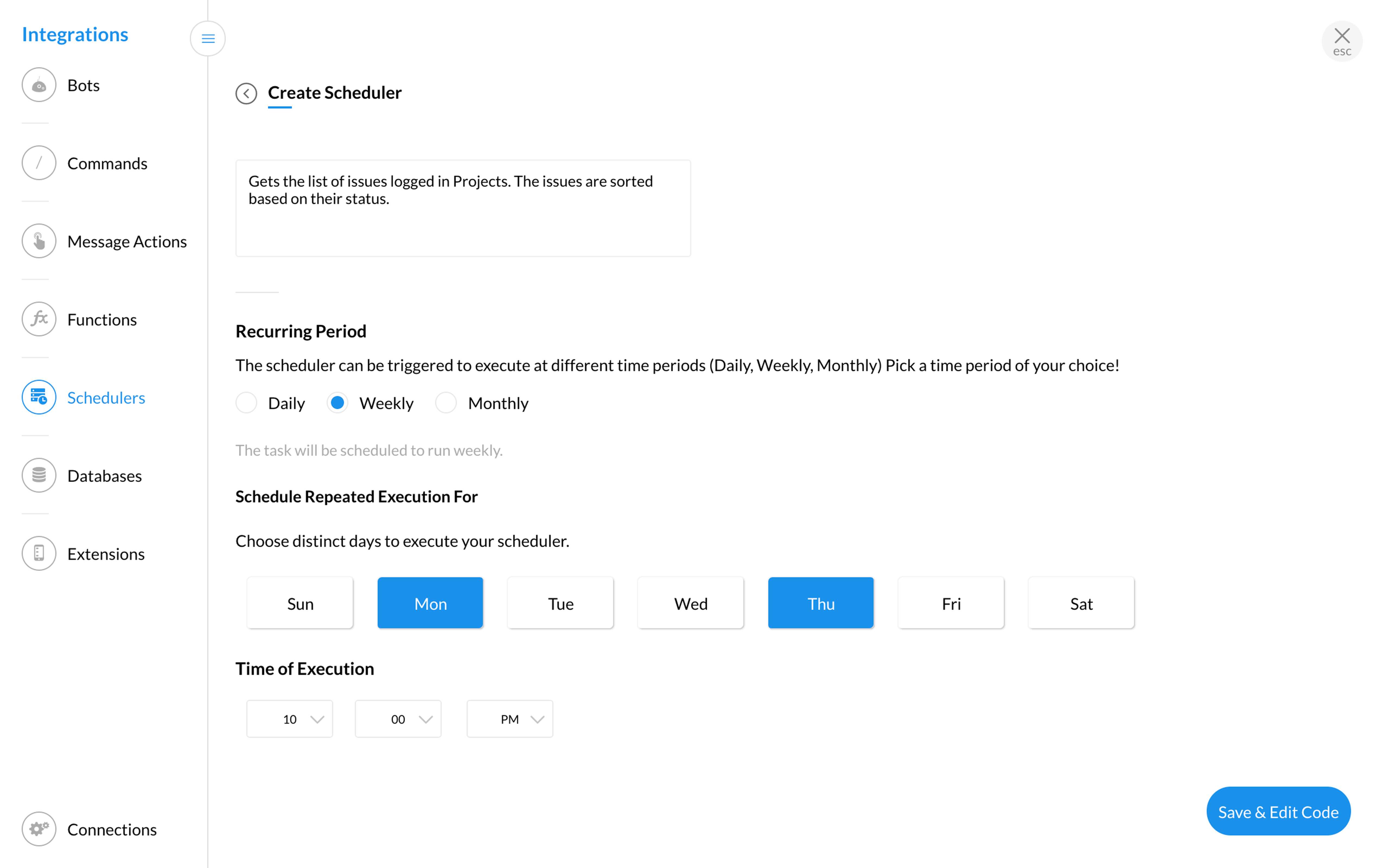 Schedulers to automate routine tasks | Zoho Cliq Developer Platform